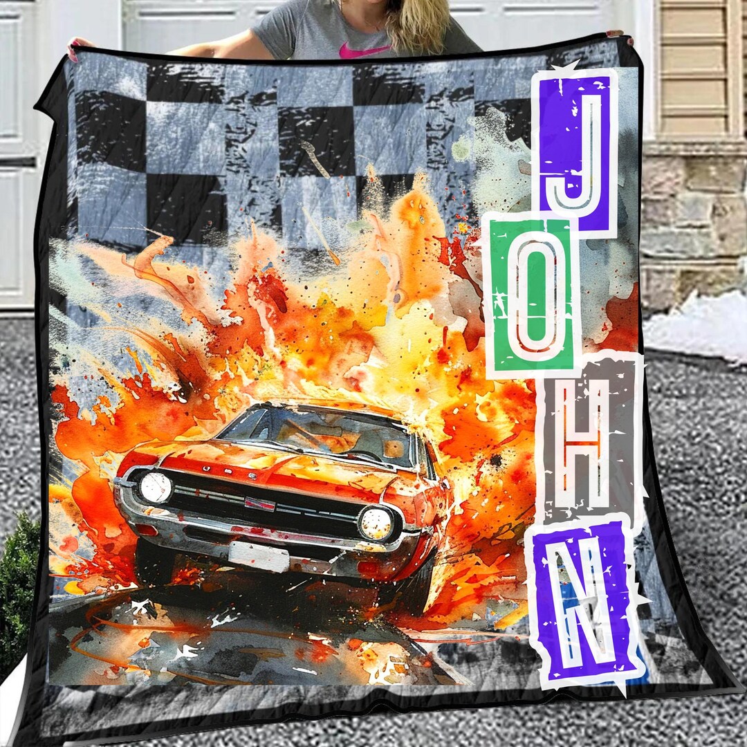 Drag Racing Quilts for Boys With Name On, Customized Quilts for ...