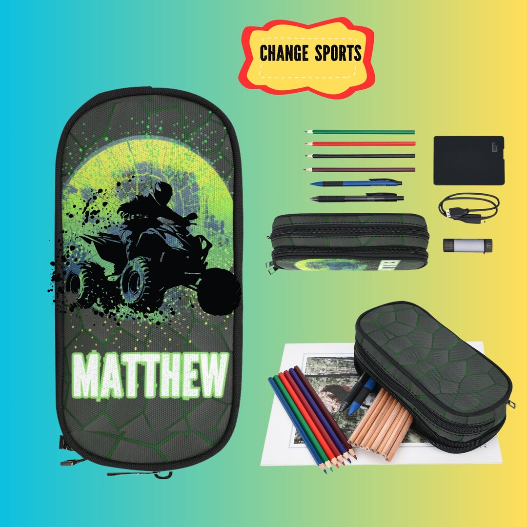 Custom ATV Pencil Case for Boys, Personalized Pencil Case for Motocross ...