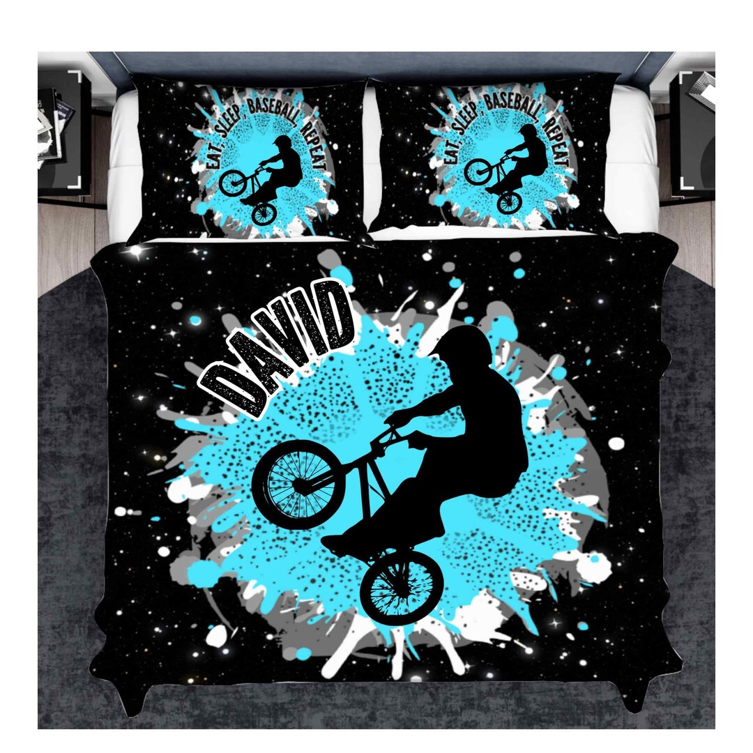 Personalized BMX Duvets Cover Set for Boys, Customized Bedding Set for ...
