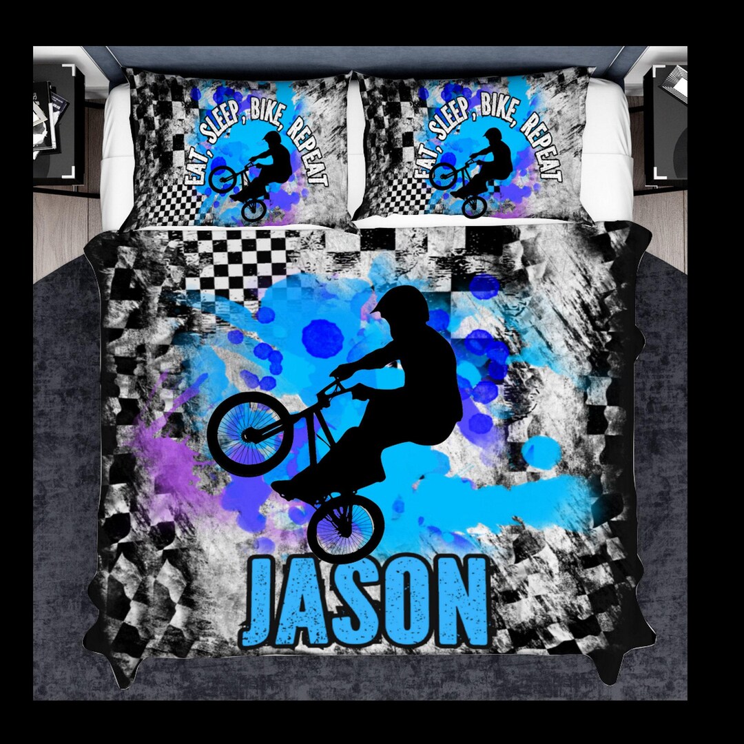 Personalized Boys BMX Duvet Set, Custom Duvet and Pillow Set for BMX ...