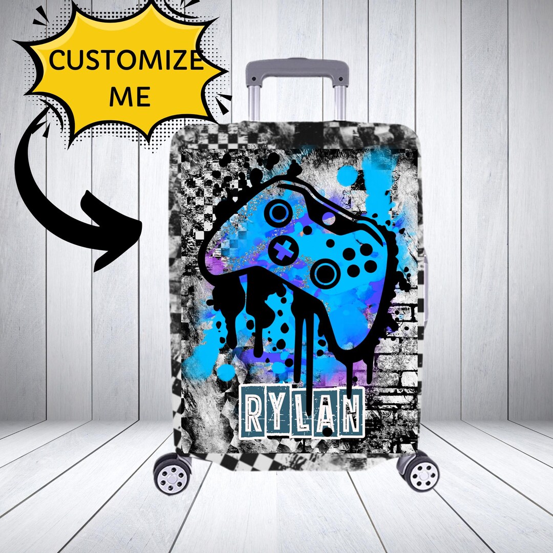 Gaming Luggage Cover for Boys, Custom Gamer Boy Suitcase Protector for ...