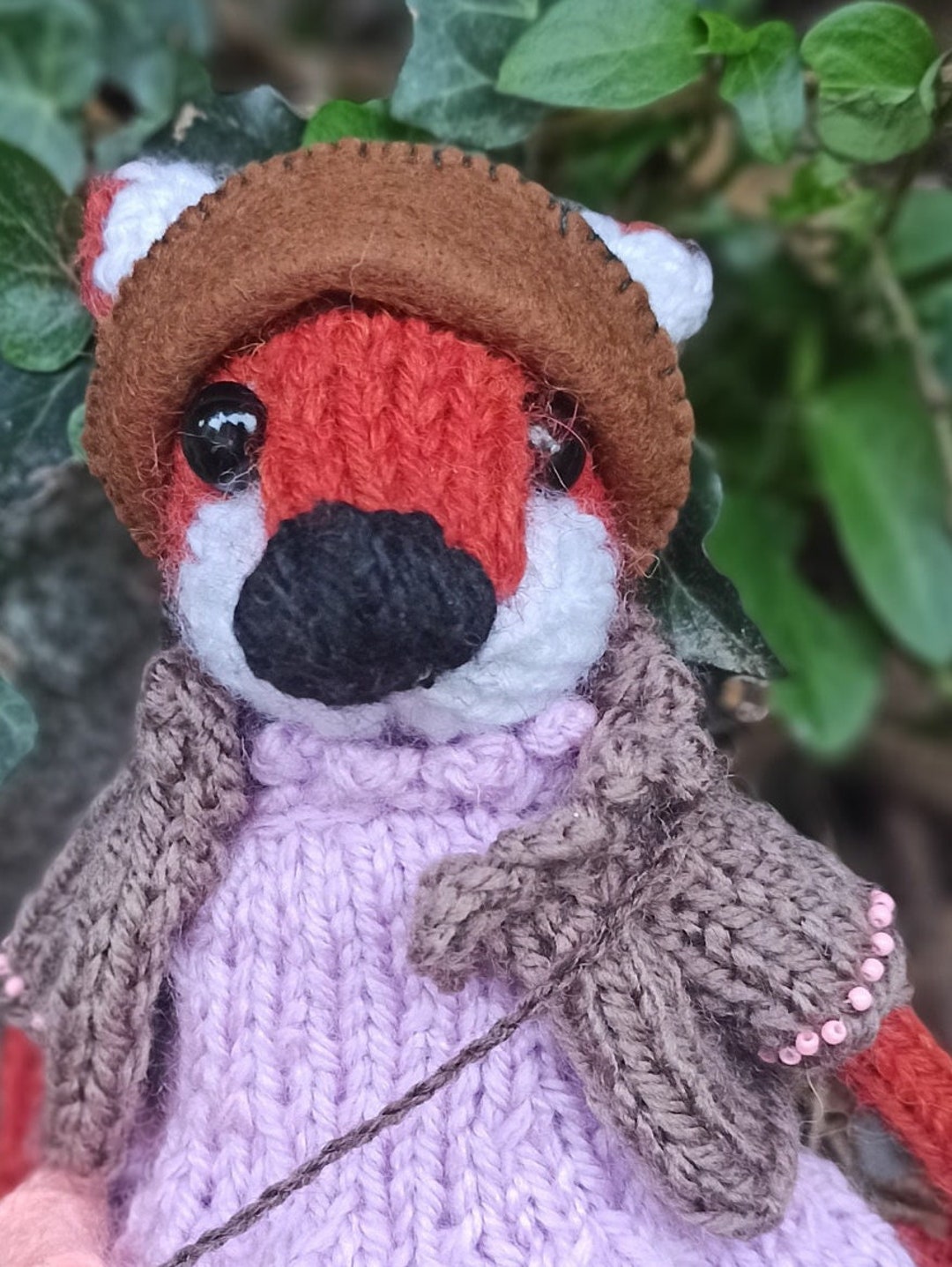 Lisa the Knitted Fox With Jointed Limbs, Knitted Dress, Shrug With ...