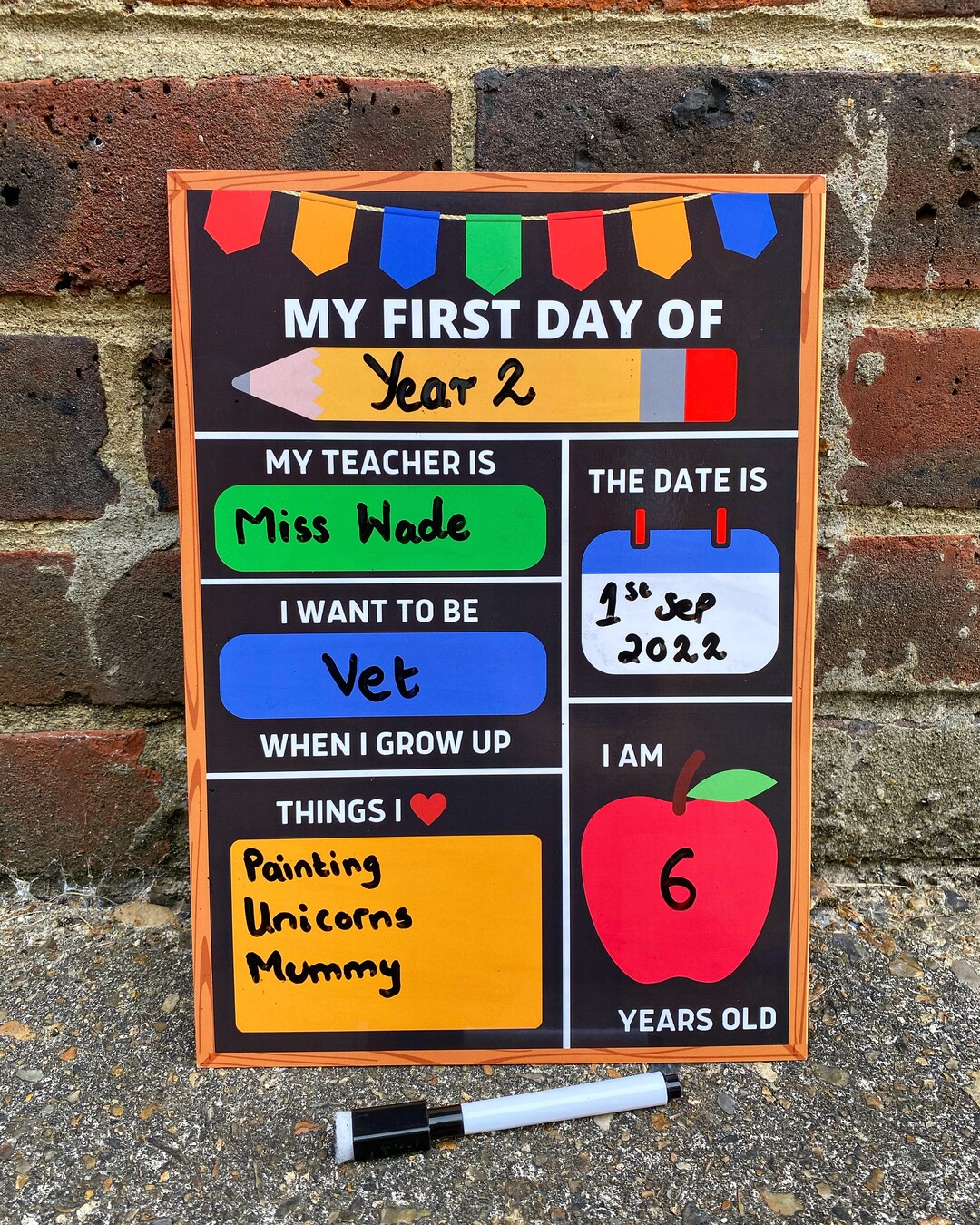 First Day of School Photo Props Back to School Keepsake Wipeable Print ...