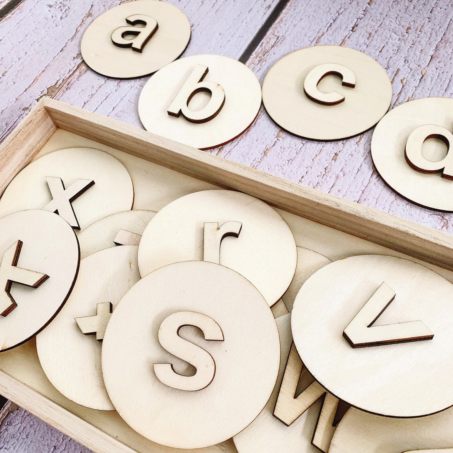 Lowercase & Uppercase Alphabet A-Z Wooden Letters Discs - Etsy UK