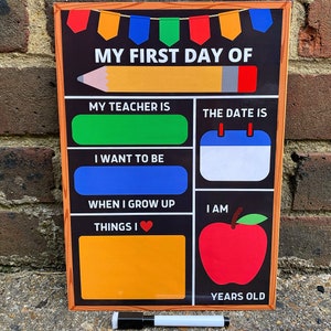 First Day of School Photo Props Back to School Keepsake Wipeable Print ...