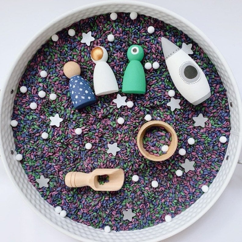 Galaxy Rice Play Sensory Spaceman Rice Gift Astronaut Peg Doll Wooden ...