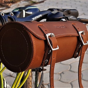 Bicycle Saddle Bag, Brown Vintage Leather Tool Bag, Motorcycle Saddle ...