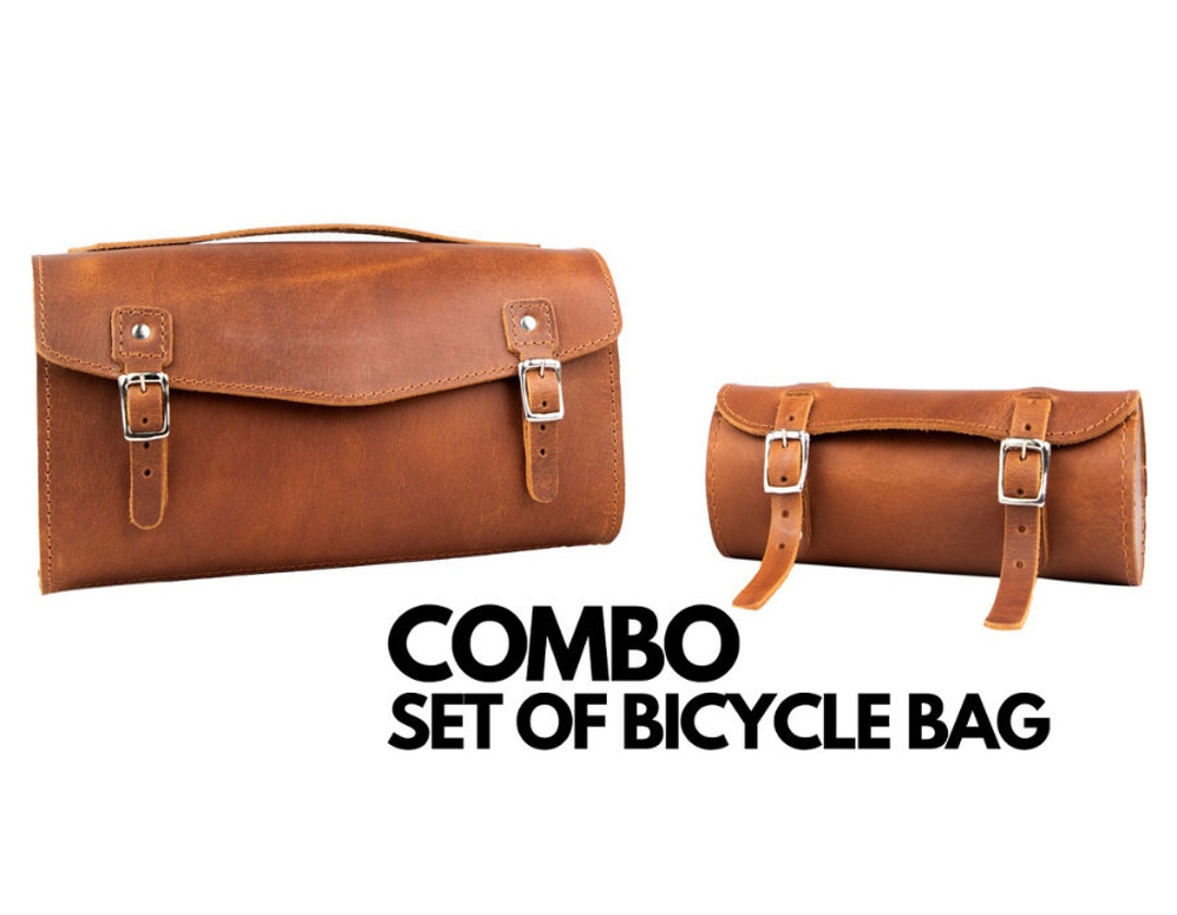 Bicycle Leather Saddle Bag Bike Bag Leather Tool Bag Brown Buffalo ...