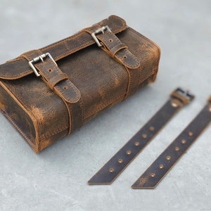 Motorcycle Vintage Leather Tool Bag Durable Handcrafted Saddle Pouch ...
