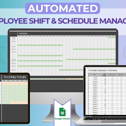 Detailed Employee Schedule Template Excel / Google Sheets - Etsy