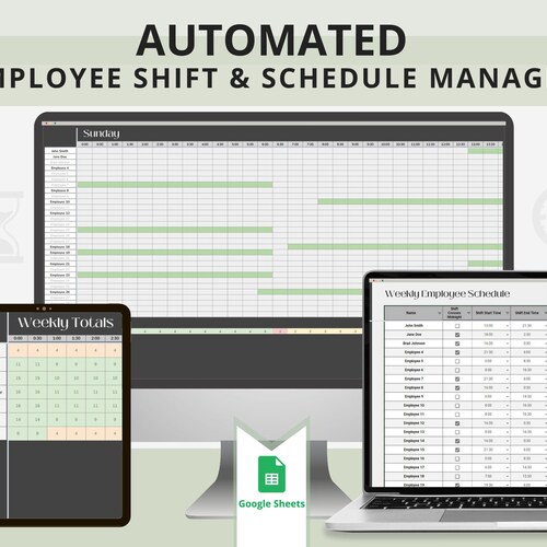 Detailed Employee Schedule Template Excel / Google Sheets - Etsy