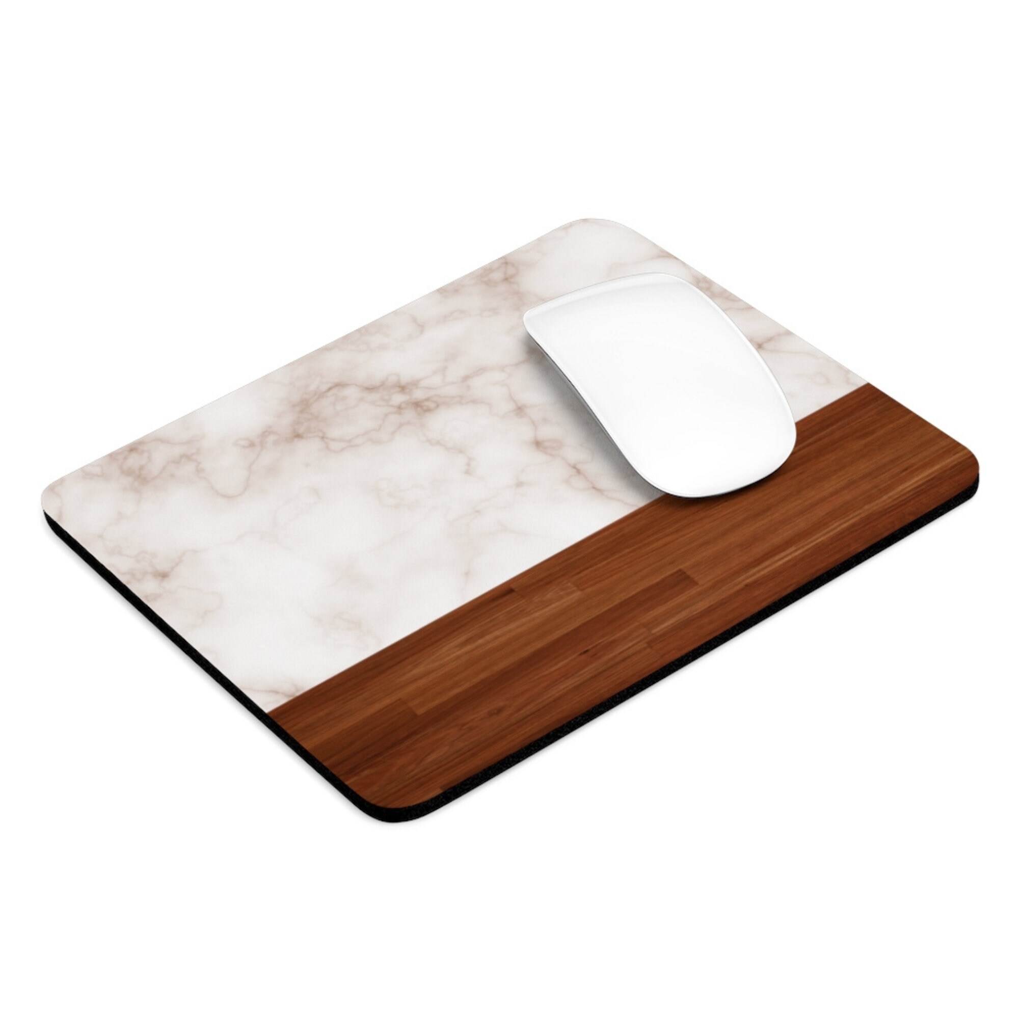 Marble and Wood Mouse Pad | Modern Minimal Office Decor | Aesthetic ...