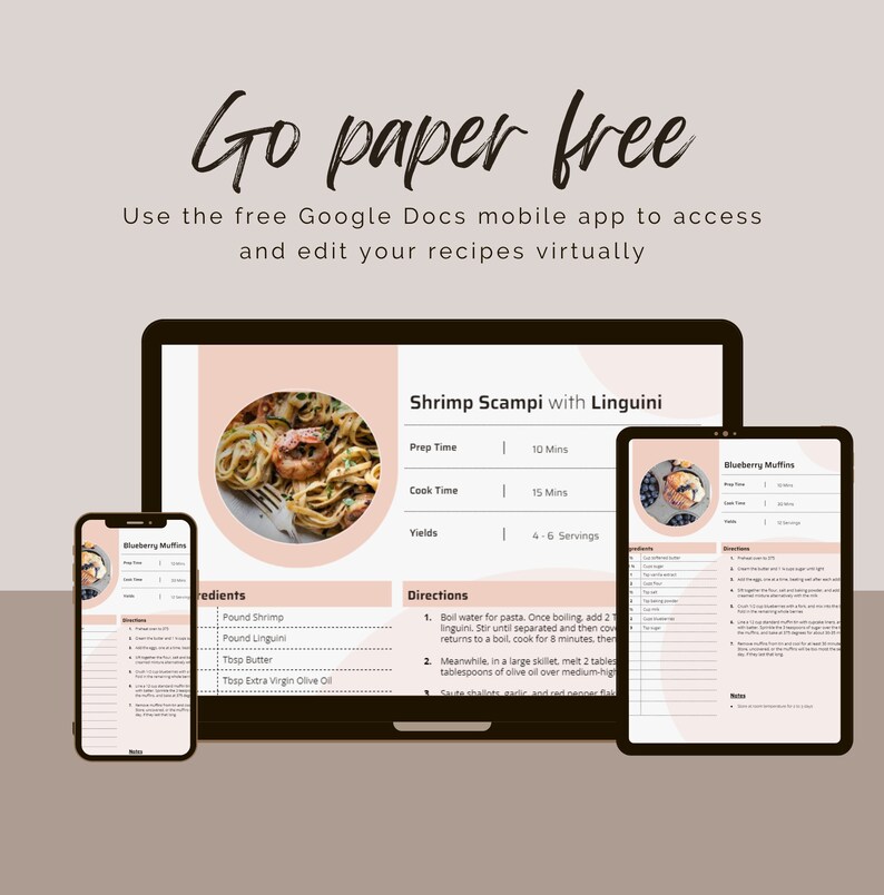 Recipe Template for Google Docs | Printable Recipe Binder Sheet ...
