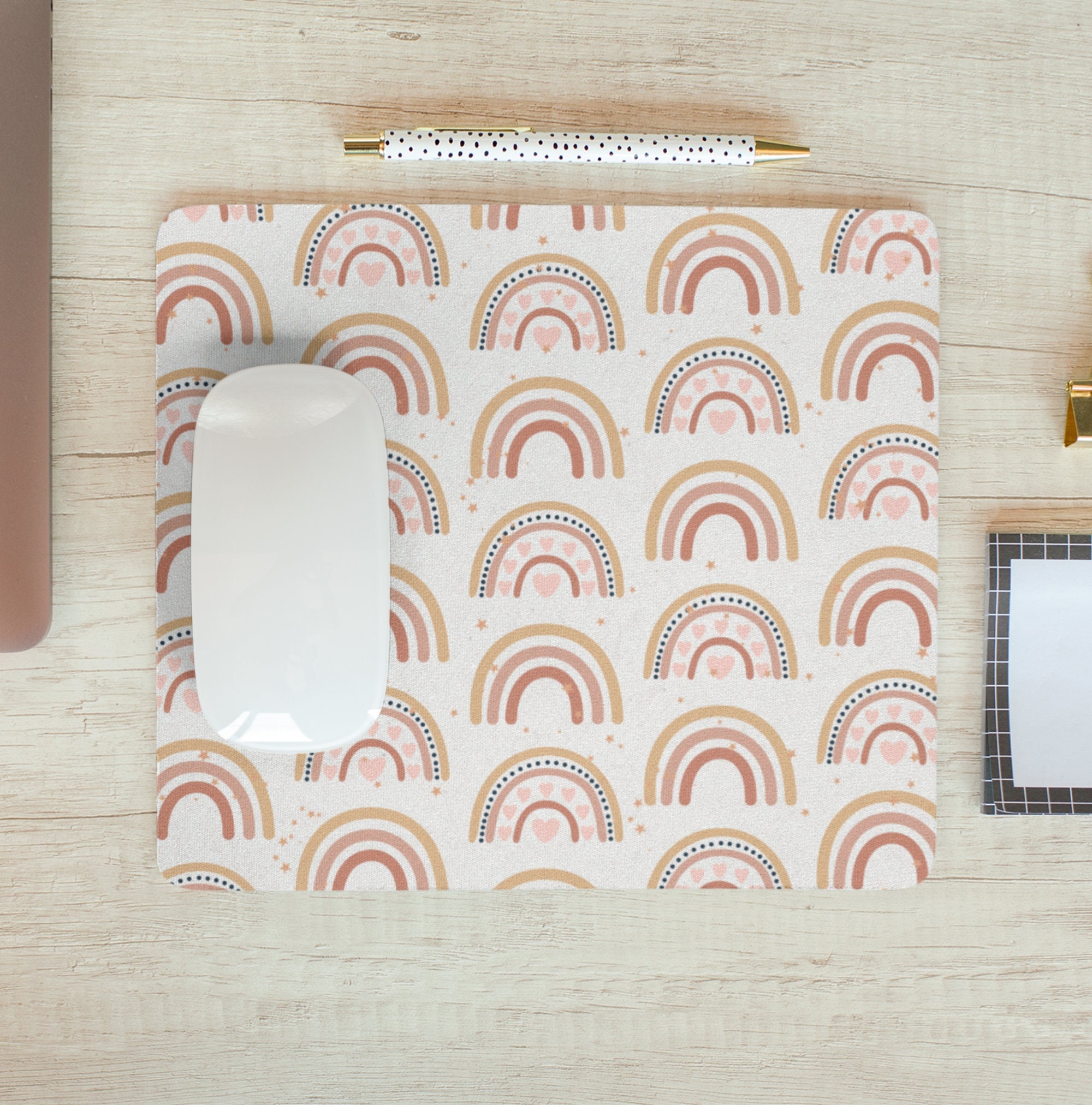 Boho Rainbow Mouse Pad | Cute Mousepad | Boho Office Decor | Computer ...