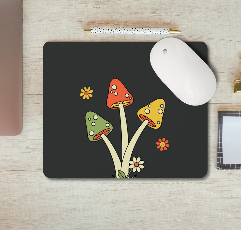 Groovy Mushroom Mouse Pad | Retro Office Decor | Hippie Computer ...