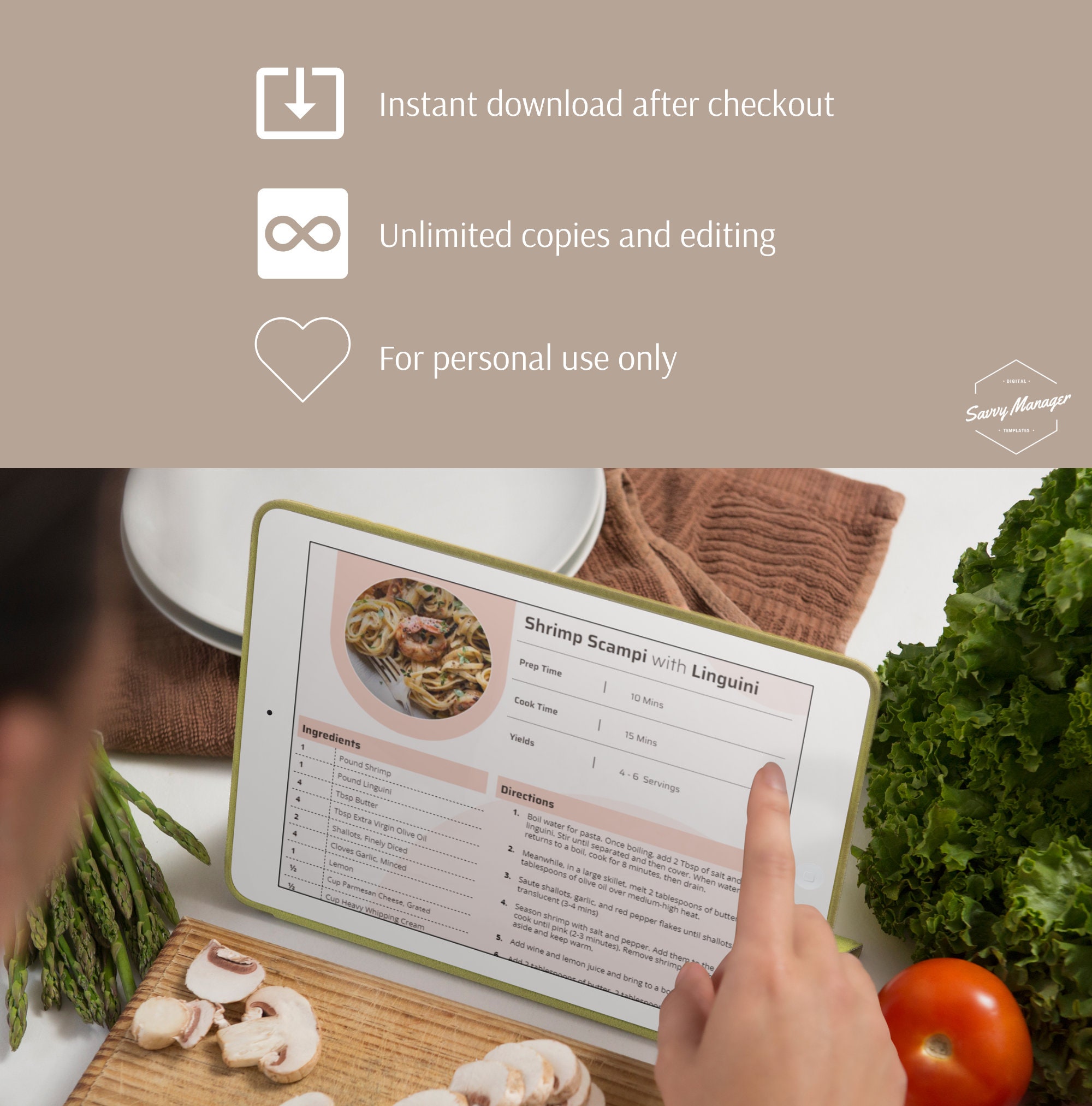Recipe Template for Google Docs | Printable Recipe Binder Sheet ...