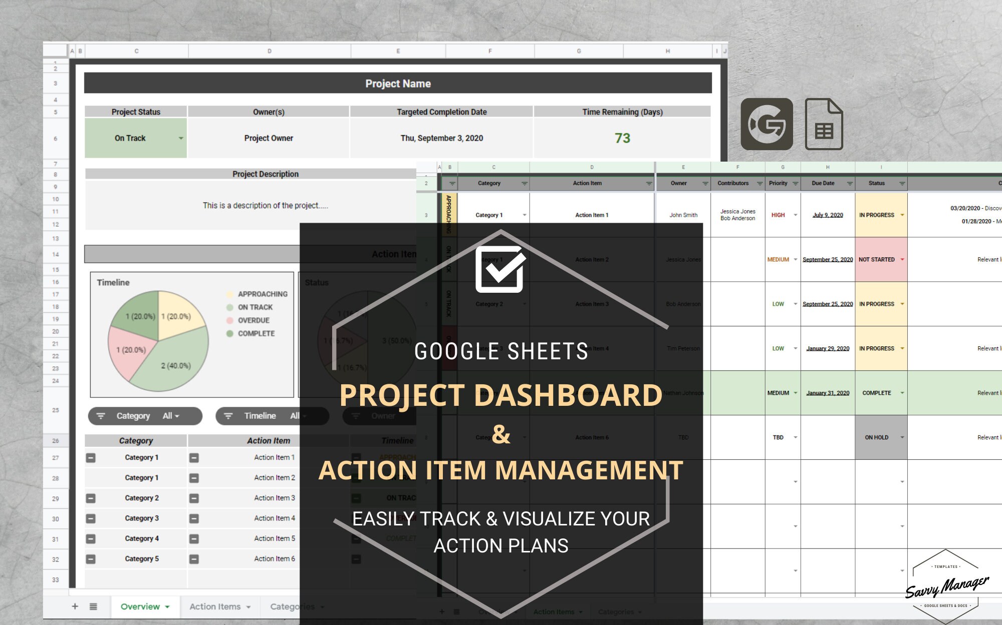 Project Plan / Action Item List / Project Dashboard for Google | Etsy