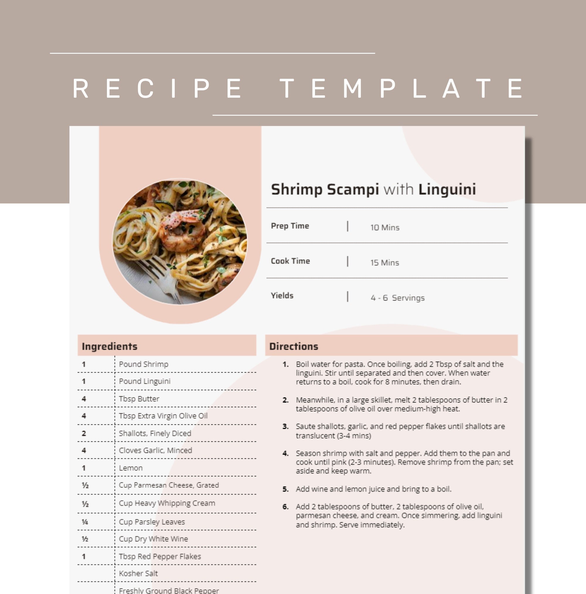 Recipe Template for Google Docs | Printable Recipe Binder Sheet ...