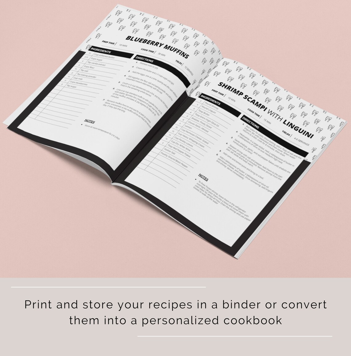 Editable Recipe Template for Google Docs | Printable Recipe Binder ...