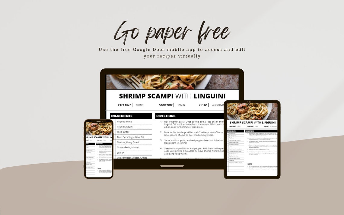 Editable Recipe Template for Google Docs | Bold & Modern | Printable ...