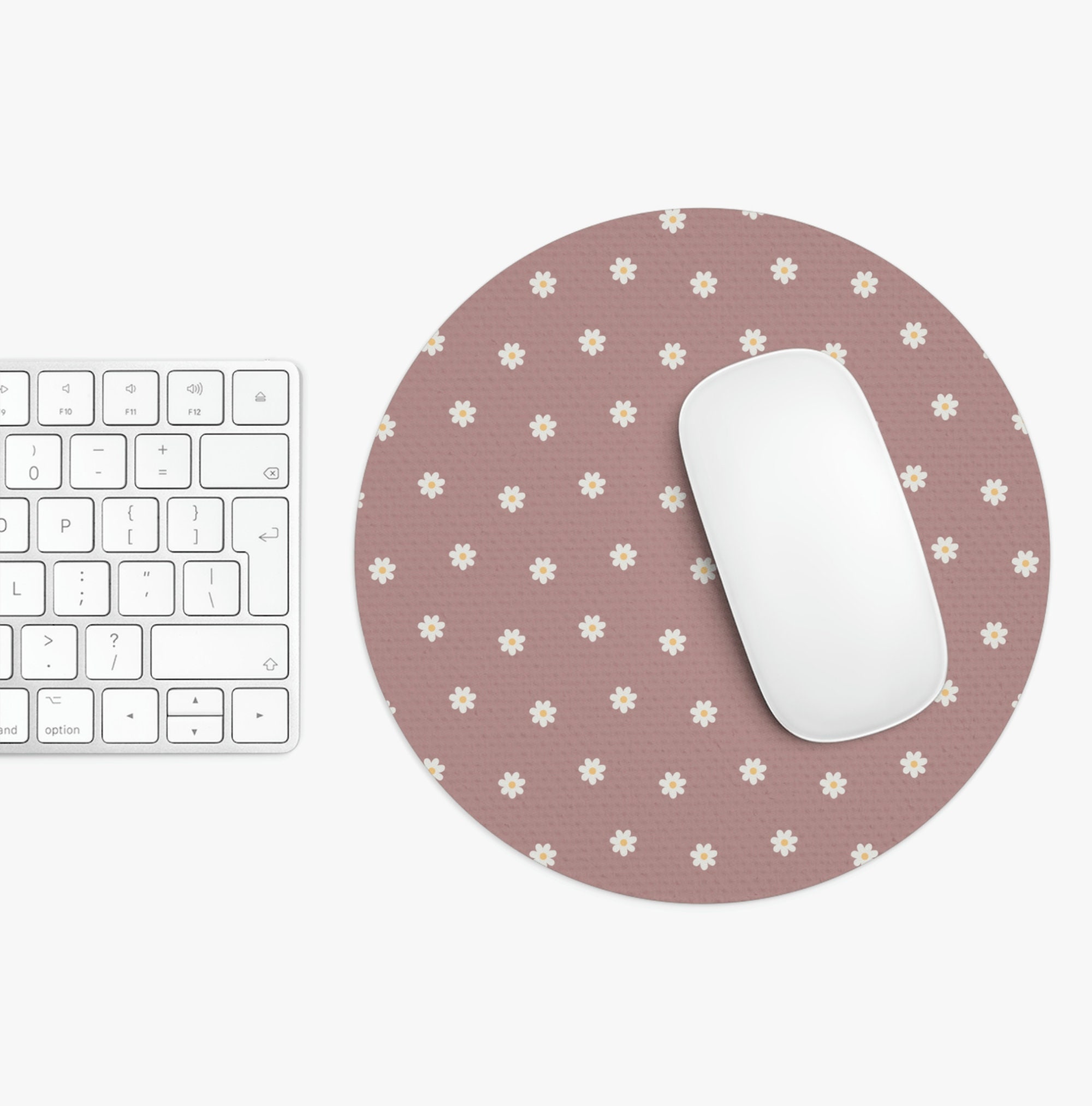 Tiny Daisies Boho Mouse Pad | Cute Pink Mousepad | Boho Office Decor ...