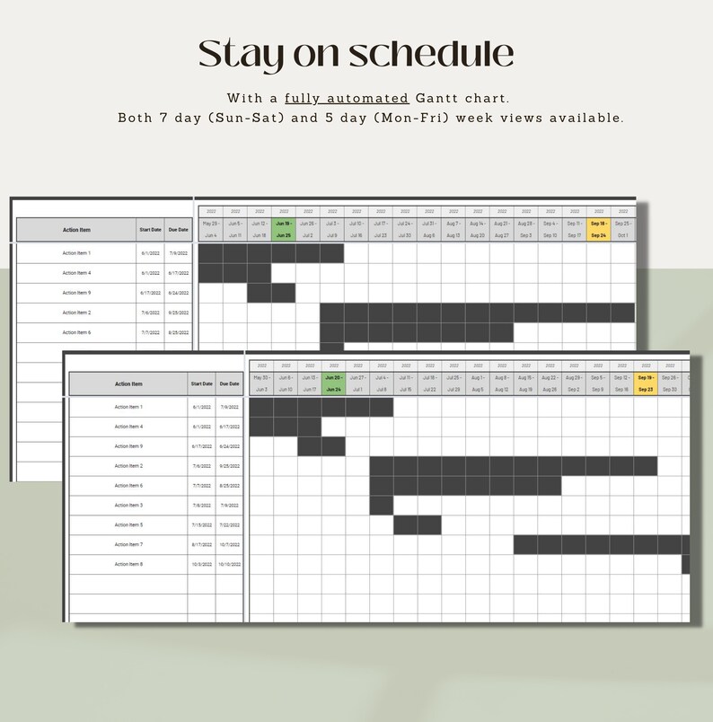 Project Plan Action Item List Project Dashboard Gantt - Etsy