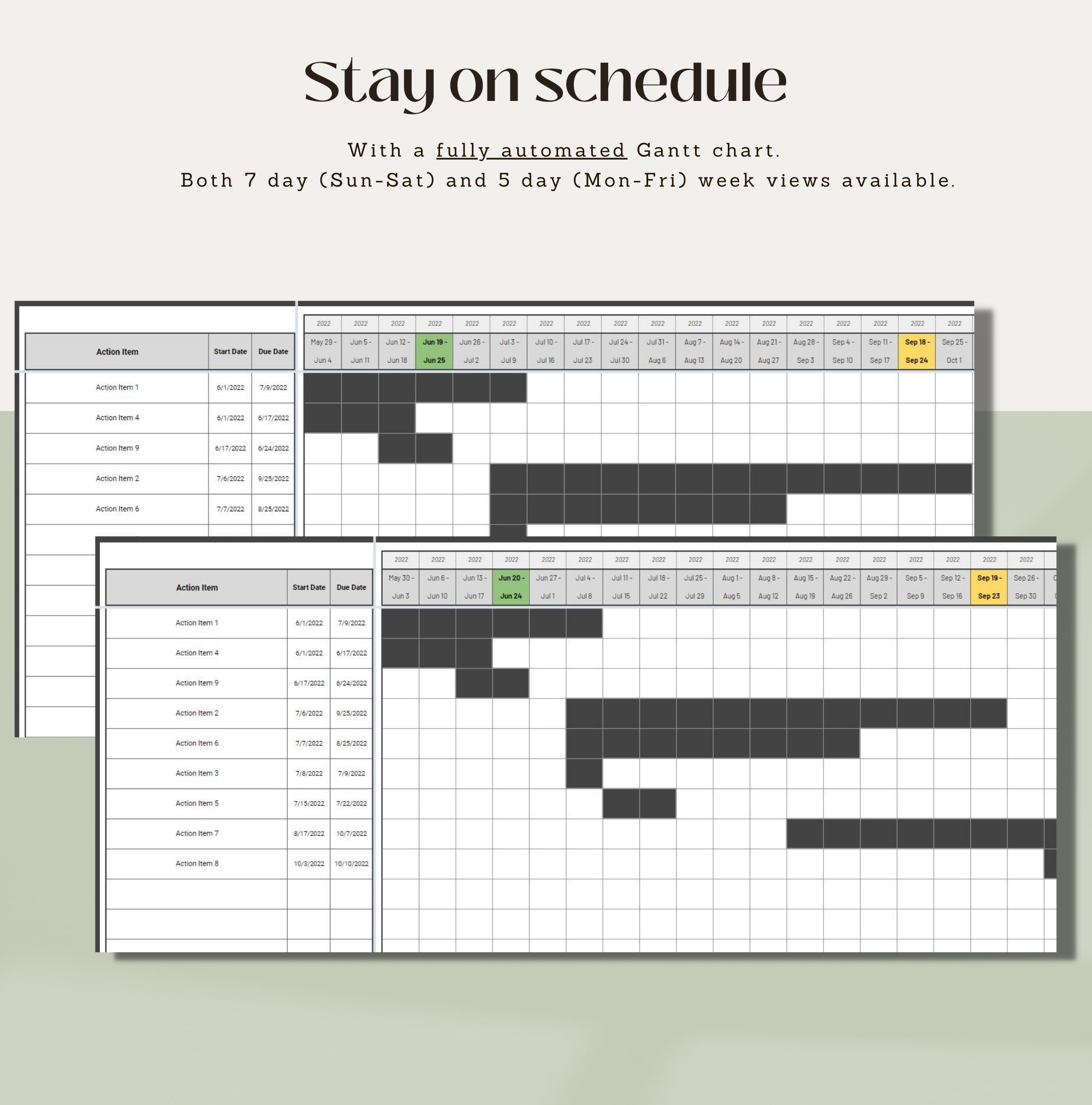 Project Plan | Action Item List | Project Dashboard | Gantt Chart ...
