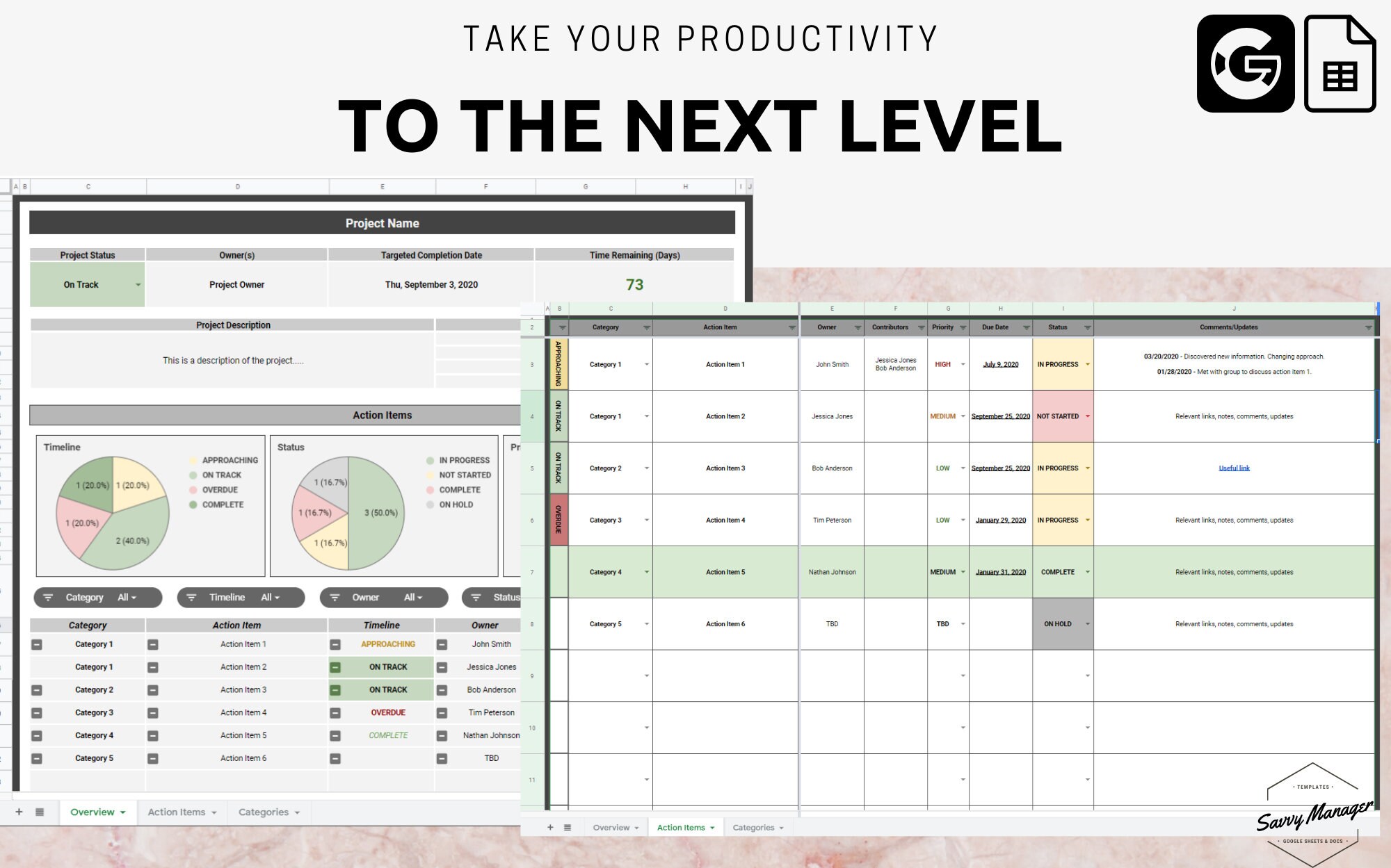 Project Plan / Action Item List / Project Dashboard for Google | Etsy ...