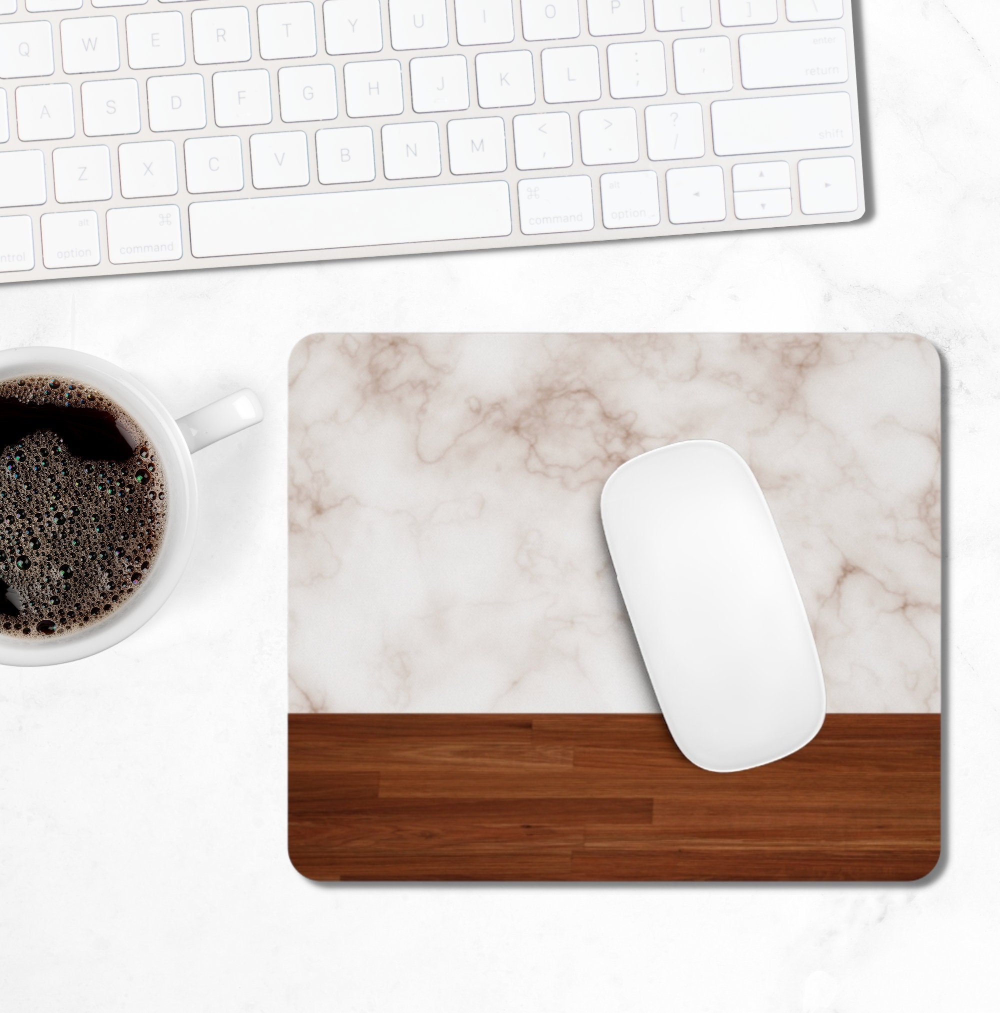 Marble and Wood Mouse Pad | Modern Minimal Office Decor | Aesthetic ...