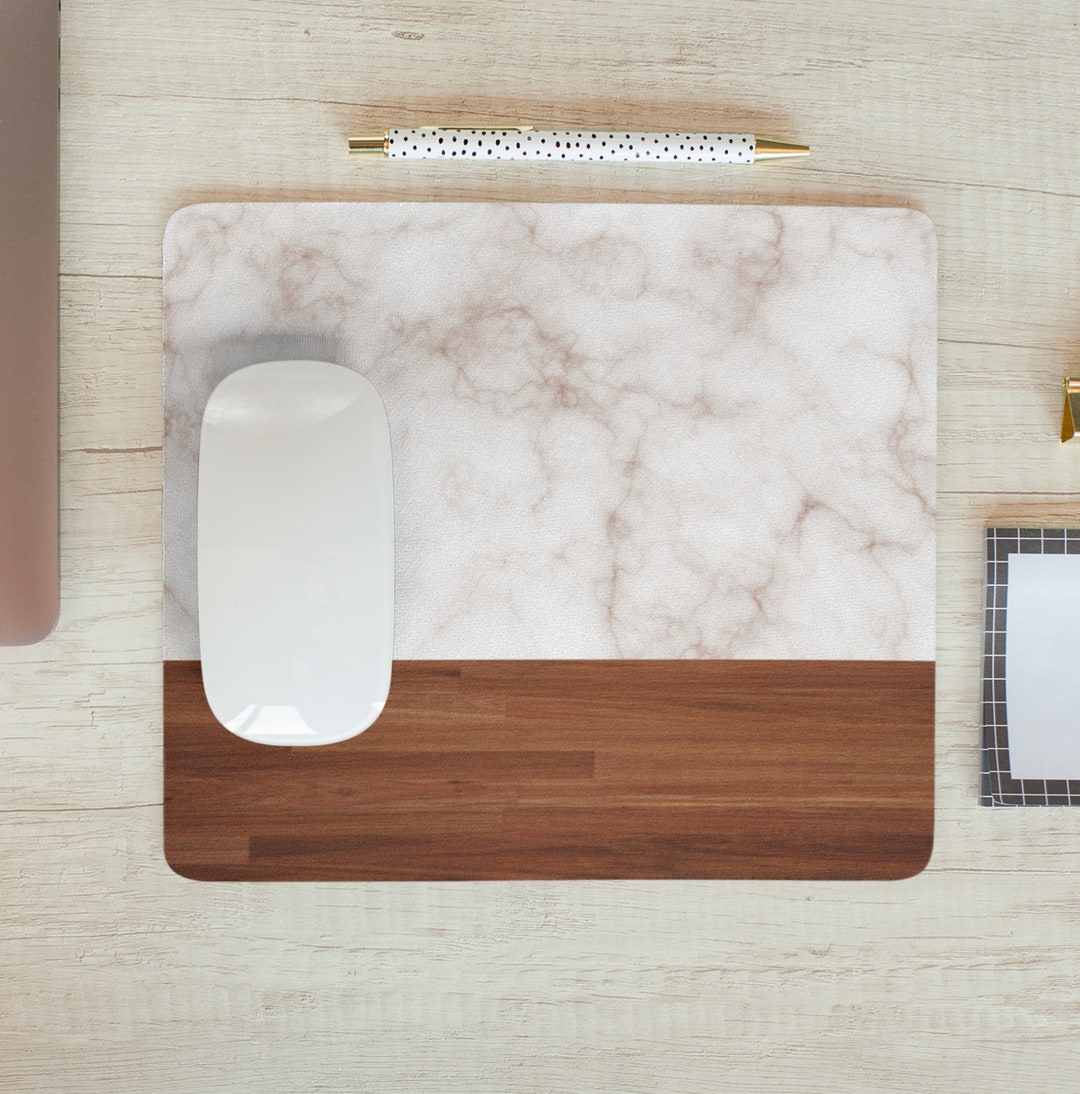 Marble and Wood Mouse Pad | Modern Minimal Office Decor | Aesthetic ...