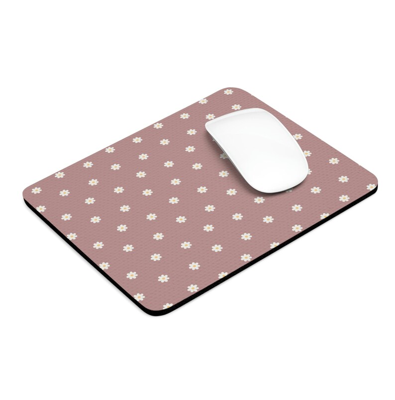 Tiny Daisies Boho Mouse Pad | Cute Pink Mousepad | Boho Office Decor ...