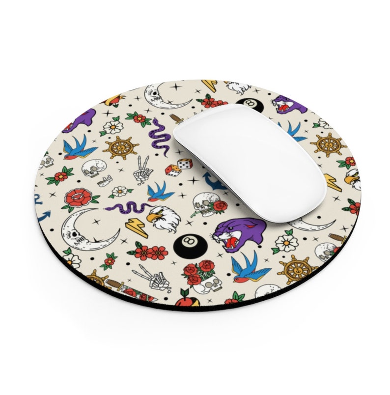 Traditional Doodles Mouse Pad | Punk Design Mousepad | Trendy Office ...