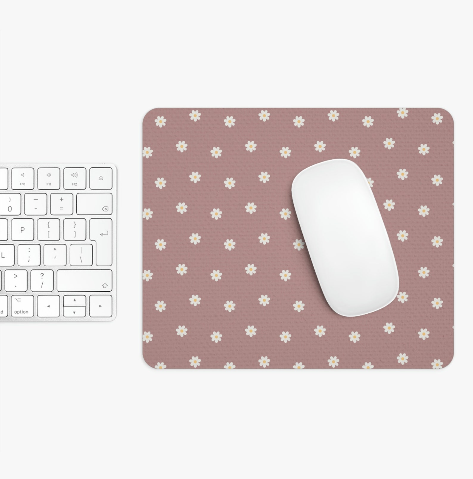Tiny Daisies Boho Mouse Pad | Cute Pink Mousepad | Boho Office Decor ...