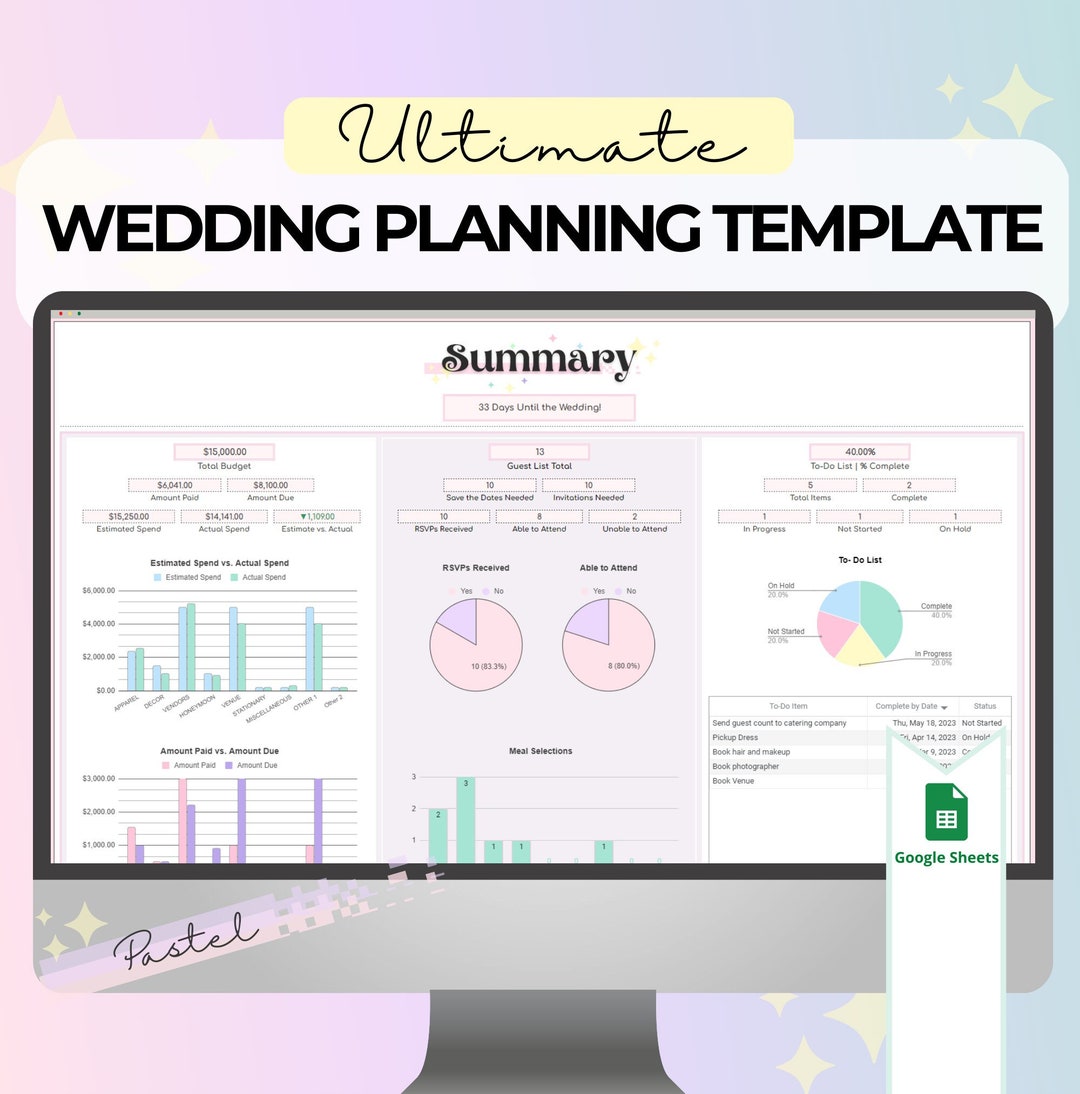 Ultimate Wedding Planning Template pastel Digital Wedding - Etsy