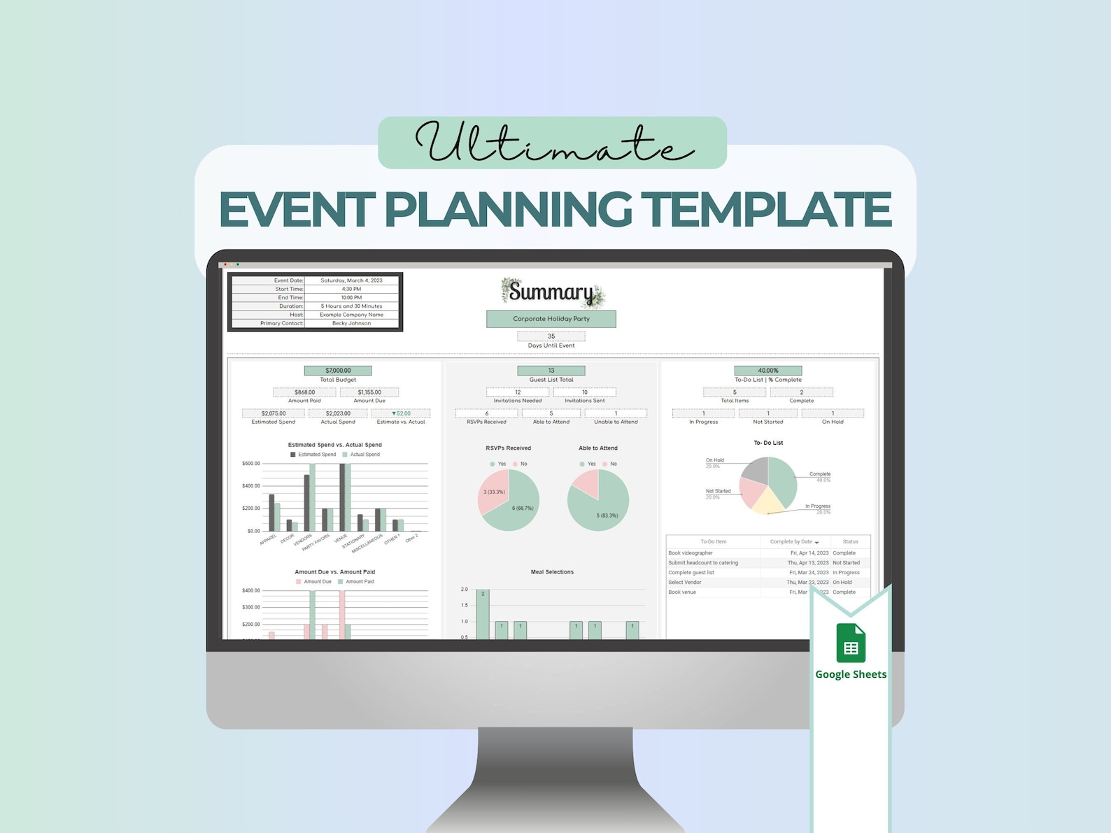 Ultimate Event Planning Template for Google Sheets | Automated | Event ...