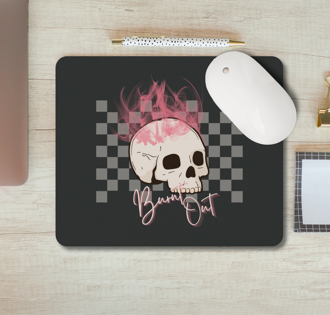 Burnt Out Skull Mouse Pad | Fun Office Decor | Punk Computer Mousepad ...