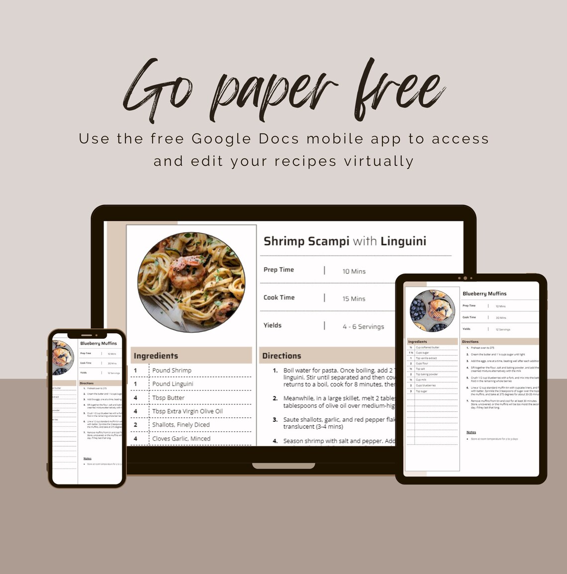 Recipe Template for Google Docs | Printable Recipe Binder Sheet ...