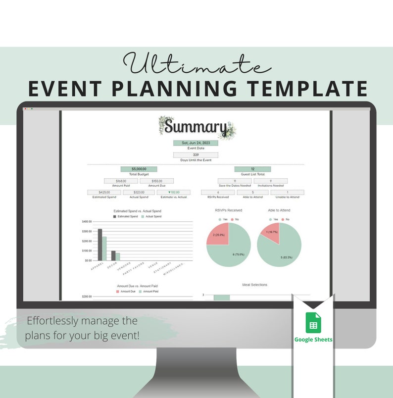 Ultimate Event Planning Template for Google Sheets Automated - Etsy