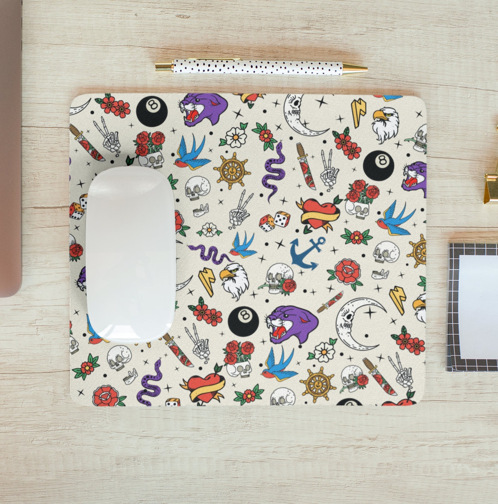 Traditional Doodles Mouse Pad | Punk Design Mousepad | Trendy Office ...