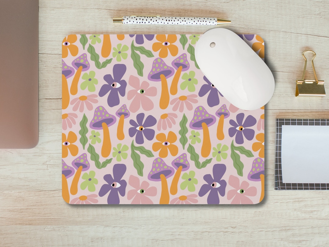 Groovy Mushroom Mouse Pad | Retro Office Decor | Hippie Computer ...