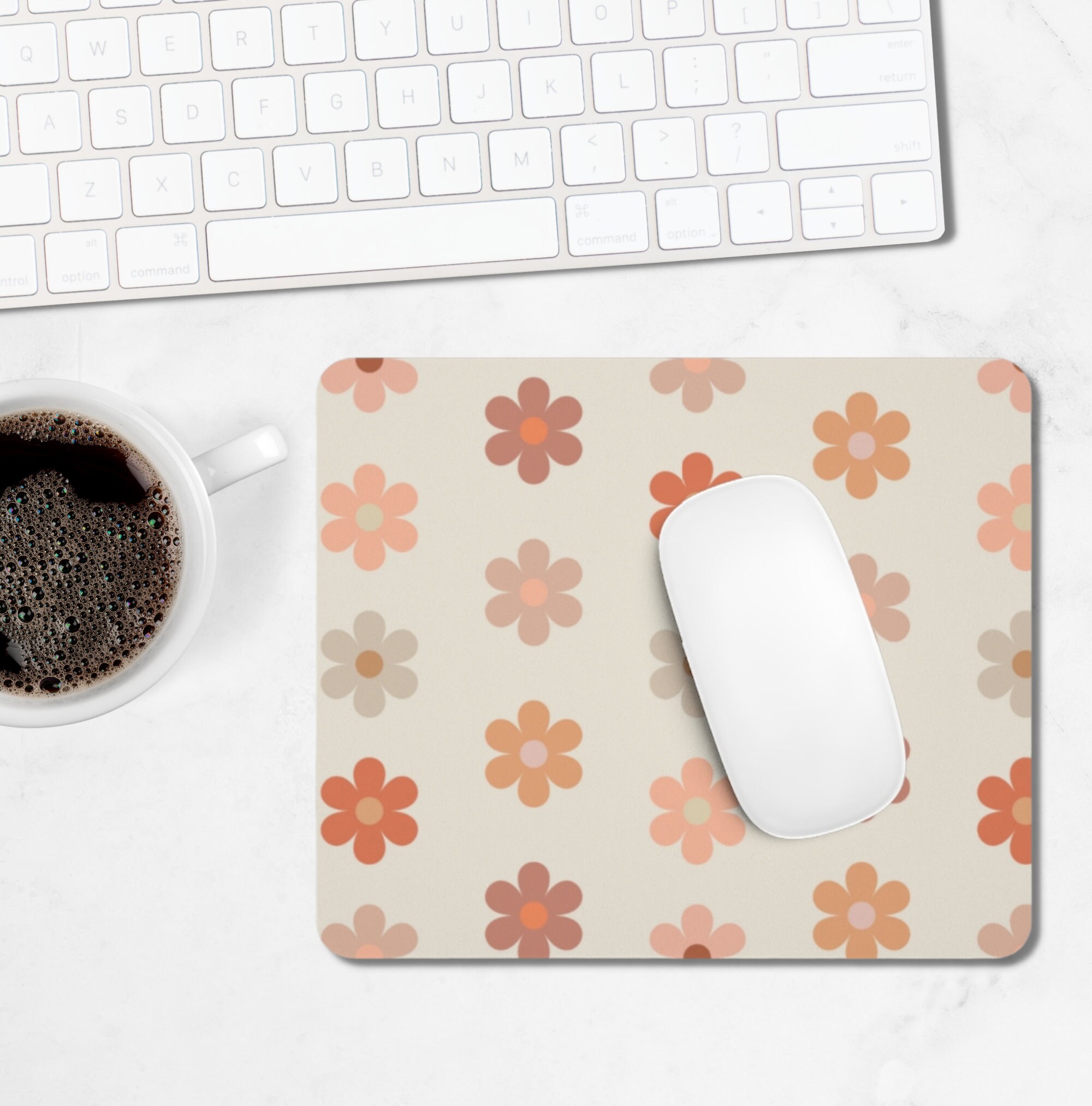 Boho Daisies Mouse Pad Neutral Aesthetic Office Decor - Etsy