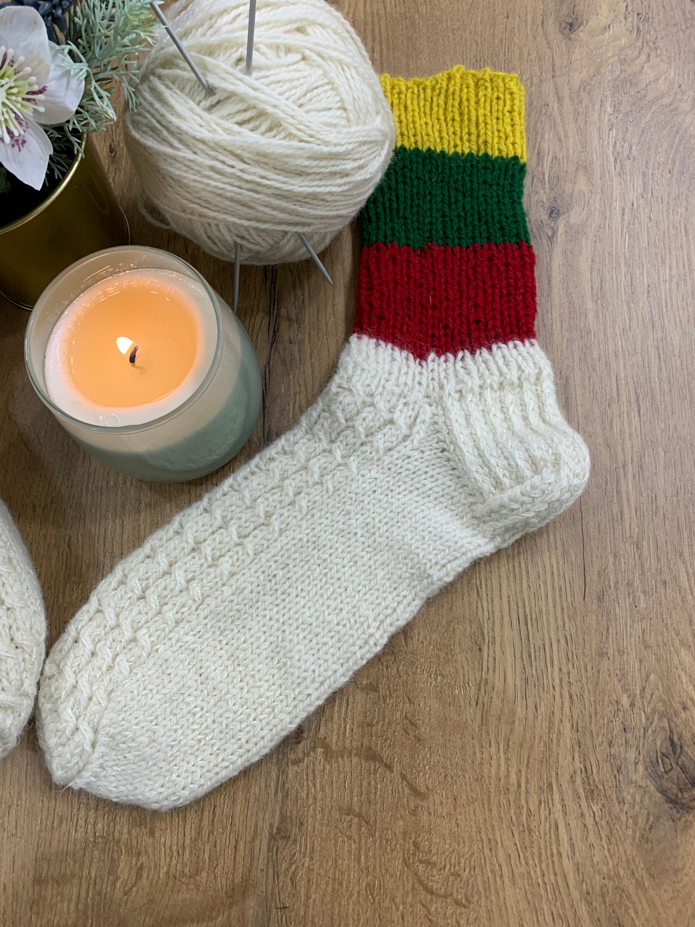 Hand Knitted Lithuanian Wool Socks Winter Socks Great Christmas Present ...