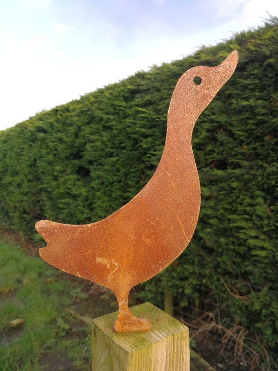 Rusted Metal Duck Rusted Garden Art Rusty Outdoor Ornaments - Etsy
