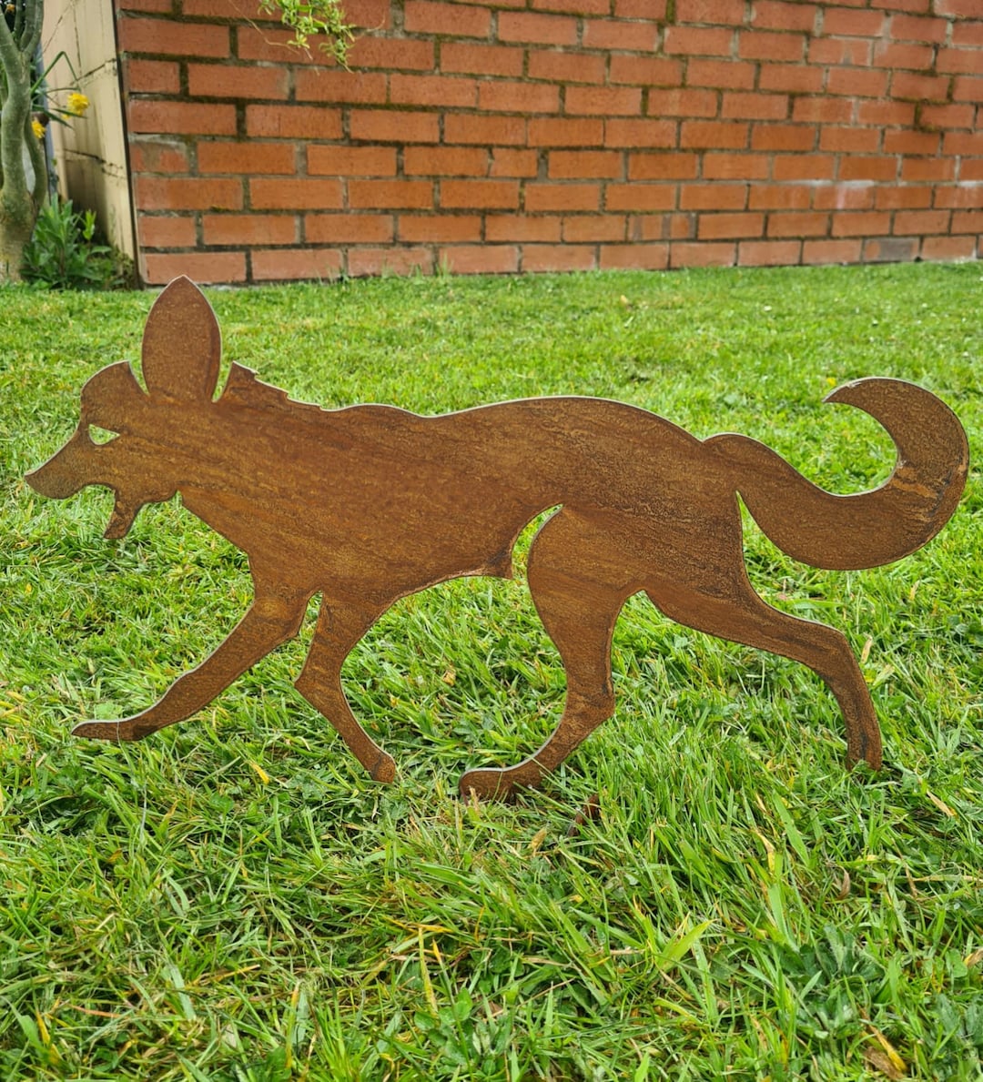 Metal Fox Garden Art Rusty Outdoor Ornament Sculpture - Etsy