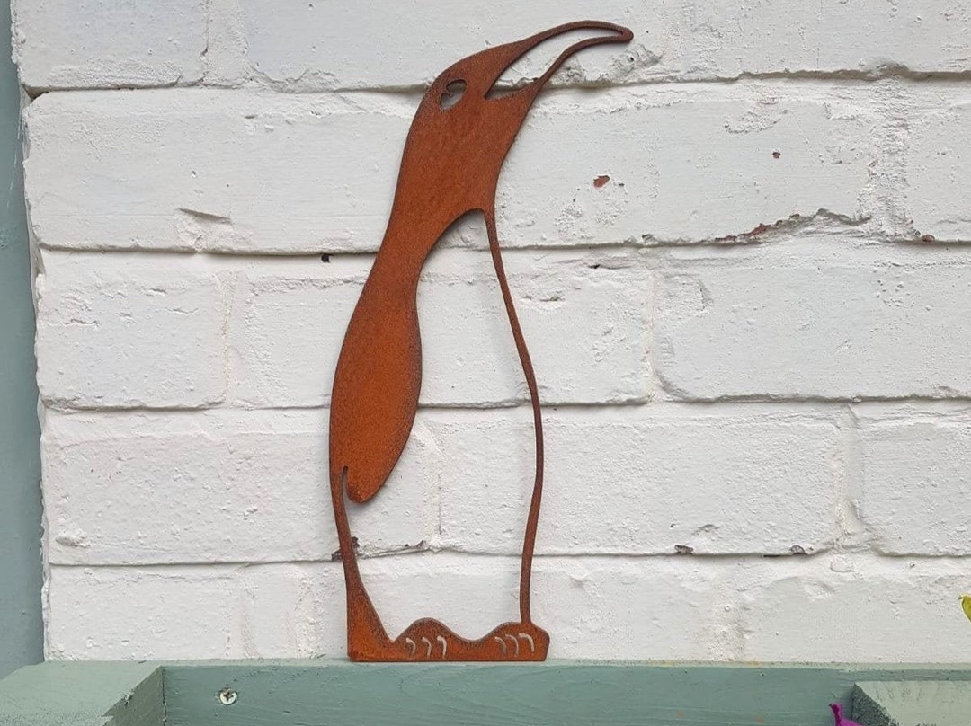 Metal Penguin Garden Art Rusty Outdoor Ornament Sculpture - Etsy