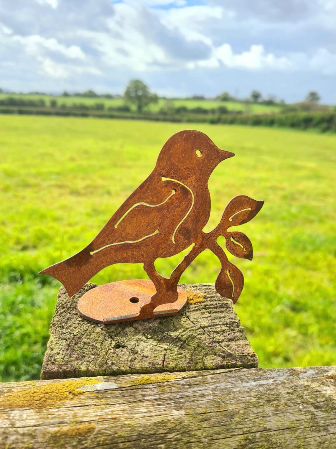 Rusted Metal Bird on Branch Rusted Garden Art Rusty Outdoor - Etsy