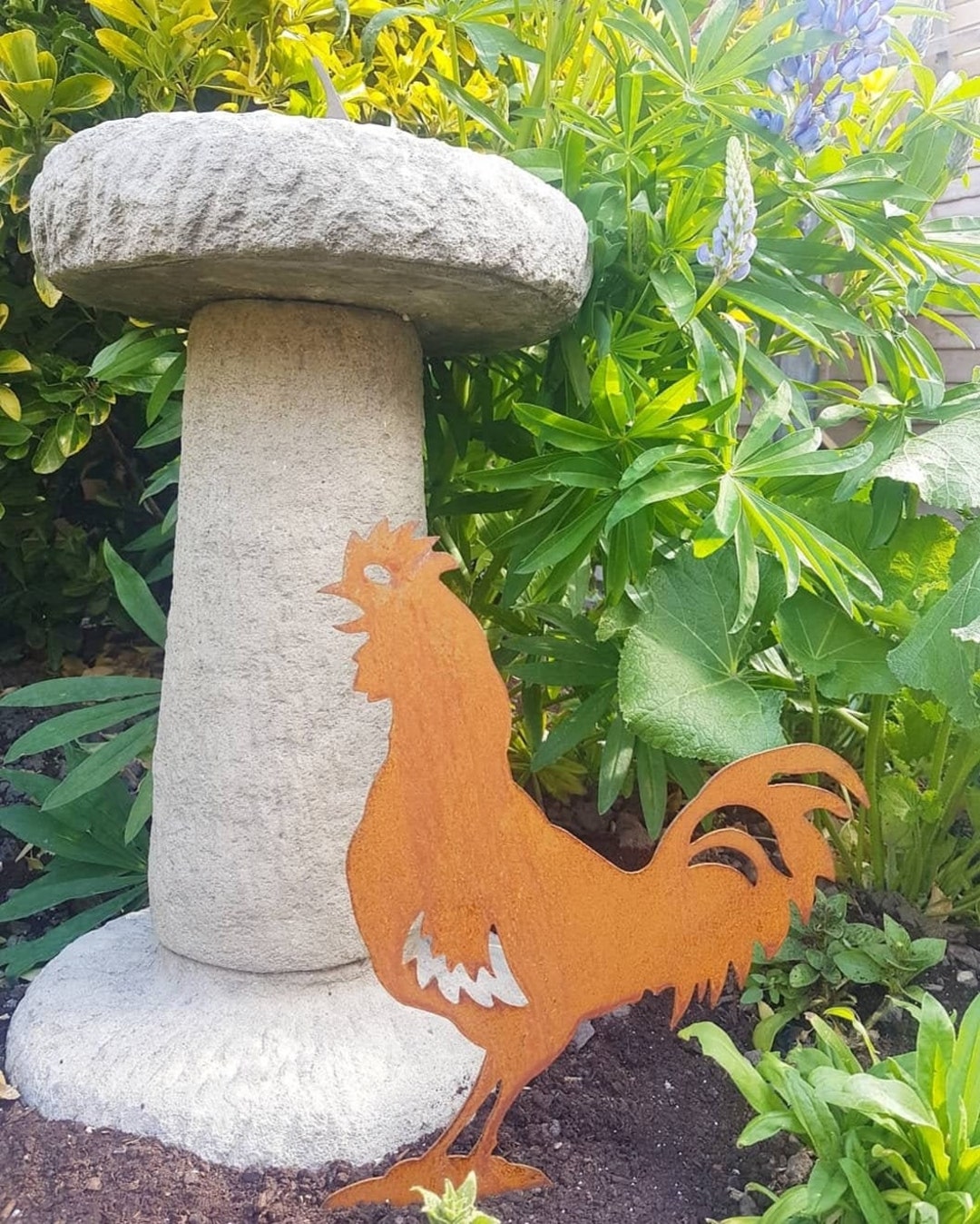Metal Cockerel Rusted Garden Art Rusty Outdoor Ornaments Metal ...