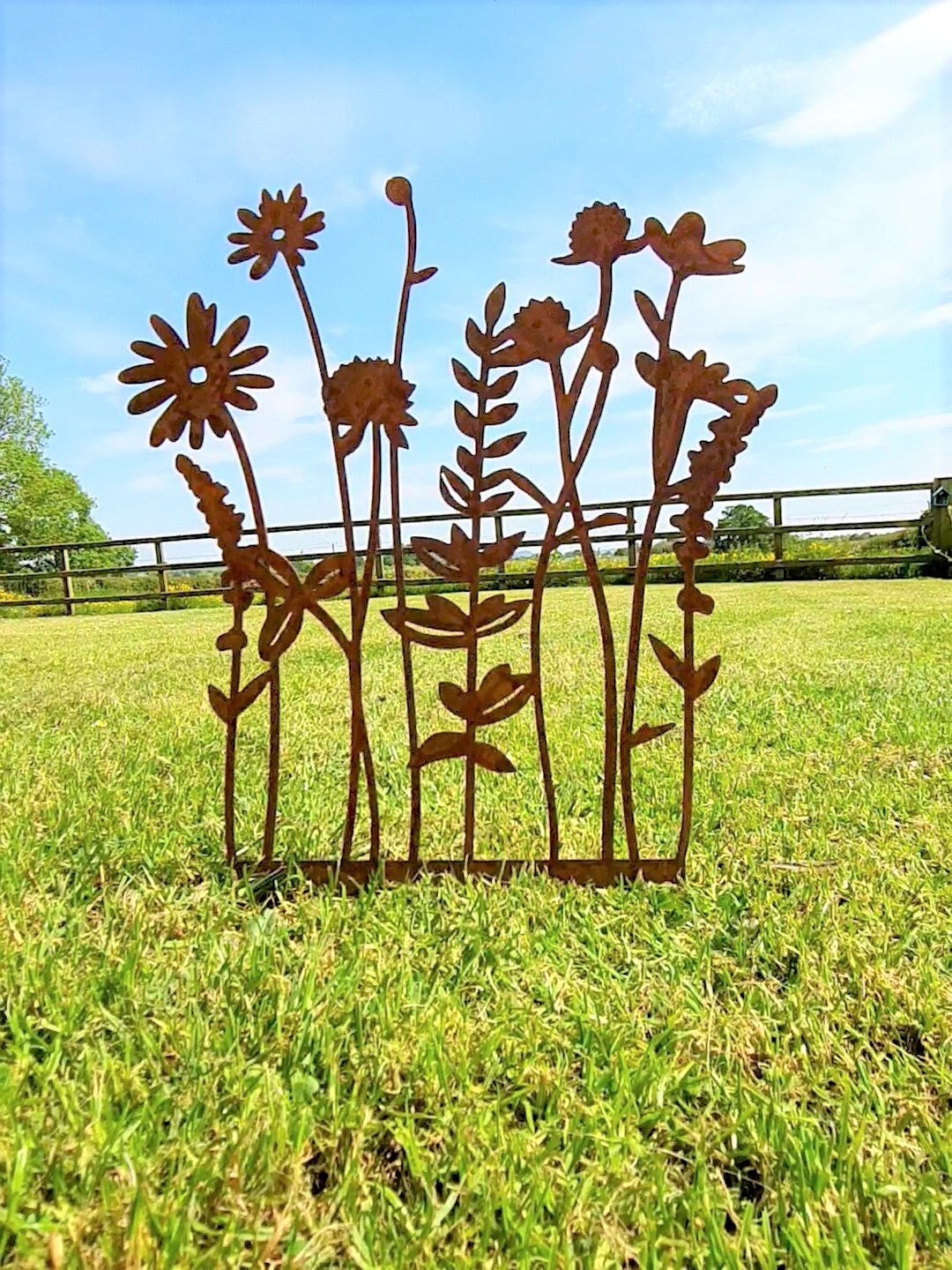 Metal Wildflowers Garden Ornament Rusted Decoration Art Outdoor Metal ...