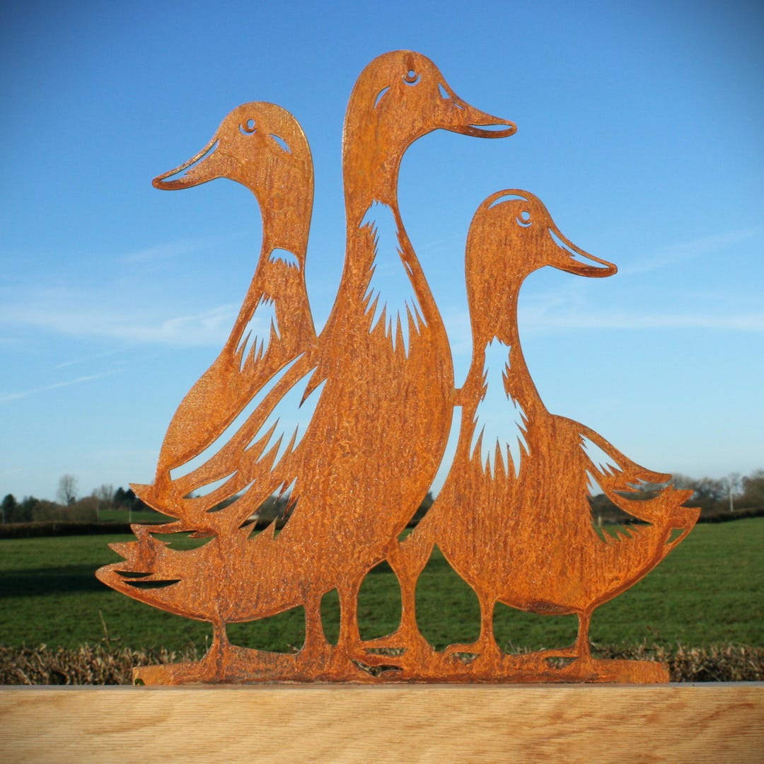 Metal Ducks Ornament Garden Stake Runner Ducks Decoration Gift Rustic ...