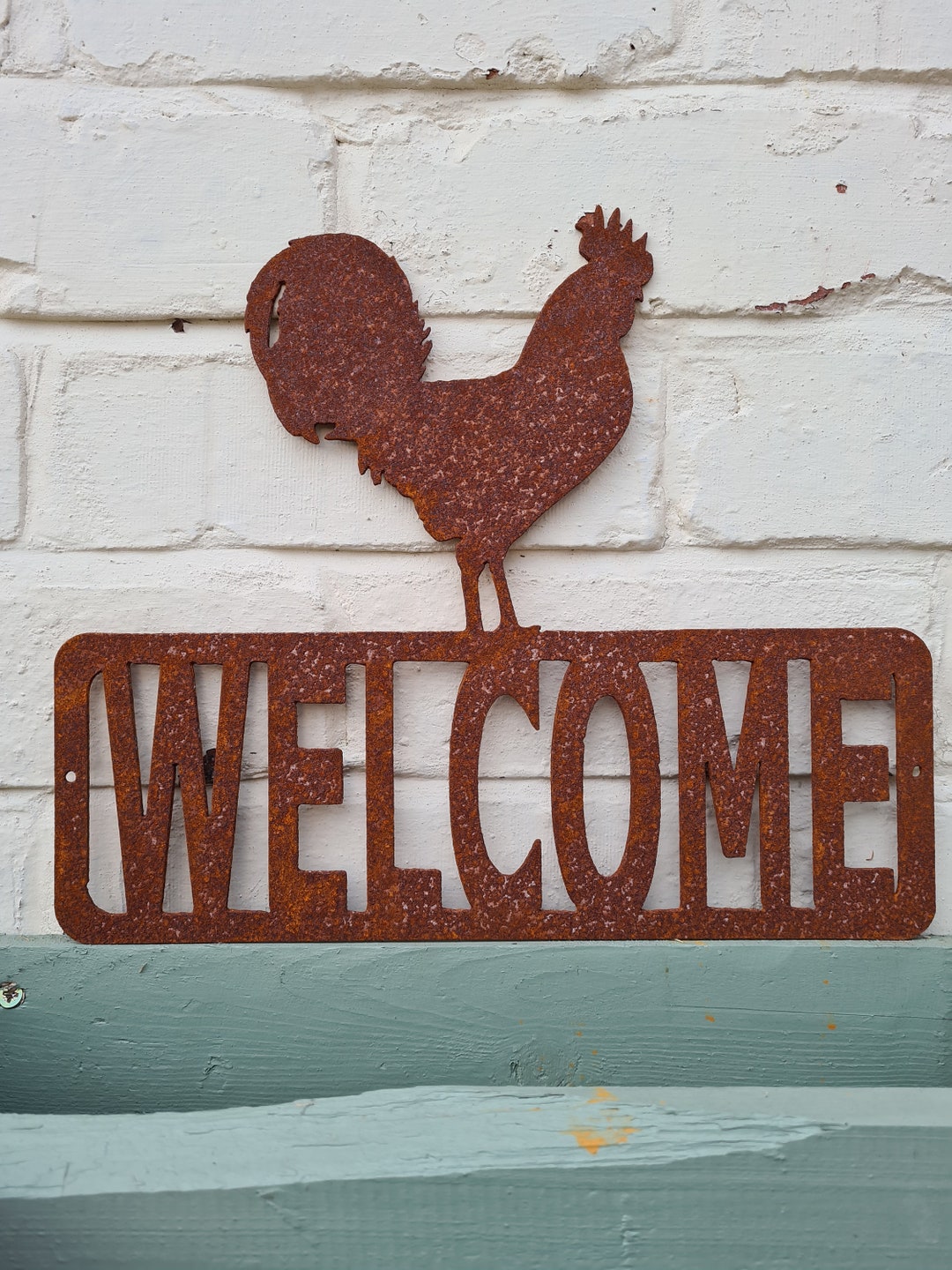 Metal House Welcome Sign Rusted Garden Entrance Art Rusty Outdoor ...